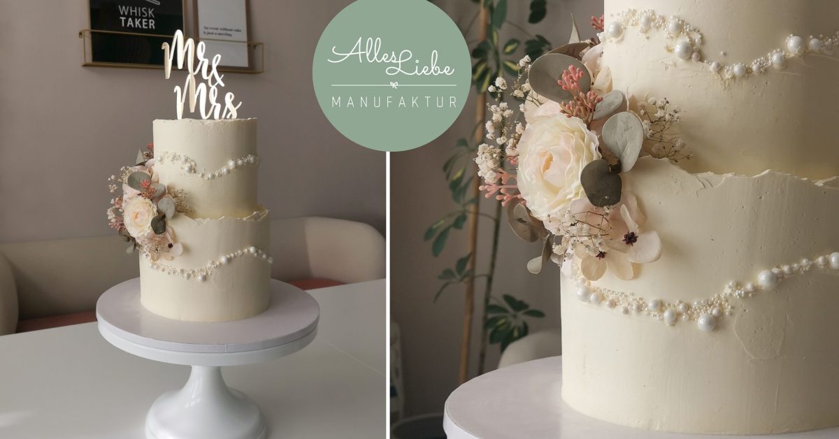 Hochzeitstorte mit Perlenkurve – Alles Liebe Manufaktur